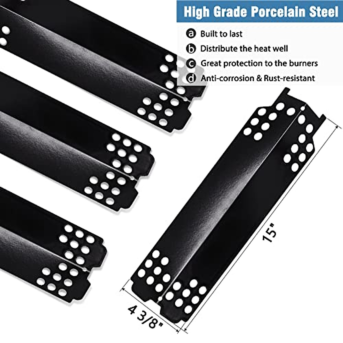 Hiorucet Grill Heat Plate Replacement for Charbroil 463436213, 463436215, 466334613, 466342014, Porcelain Steel Heat Tent Shields for Char-Broil 461334813, 463234413 Models.