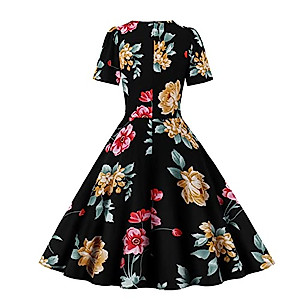 Dress for Women, Dresses Women 2023 Party Night Sequin Long Sleeve Dress Wedding Dresses Women's Fashion Casual Slim Fit Printed Round Neck with Belt Short Dress Black Casual (L, Black)