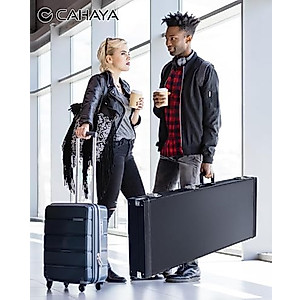 CAHAYA HardShell Wood Case Electric Guitar Hard Case Rectangle Shaped Guitar Case Hardshell for Standard Electric Guitars with Lock Latch Keys Black CY0209