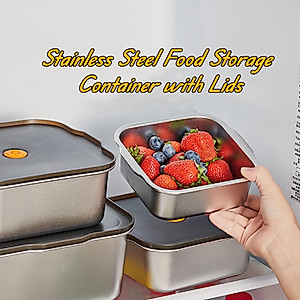BEFOY Stainless Steel 101oz Big Food Storage Containers with Translucent Lid Food Lunch Box Containers Leak-proof Light Easy Set with Air Vent Snack Boxes (700/1700/3000)