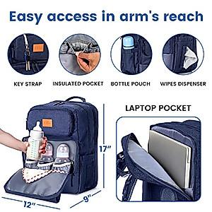 PILLANI Diaper Bag Backpack, Baby Bag for Boys & Girls,Diaper Backpack,Large Baby Diaper Bag for Mom & Travel w/Changing Pad