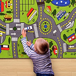 X-Large Kids Carpet Play Mat Rug for Playroom, 48'' x 72'’ City Life with Road Traffic Car Rug Mat, Learning and Educational Play Rugs Great for Kids Bedroom Play Room Boy Room Decor