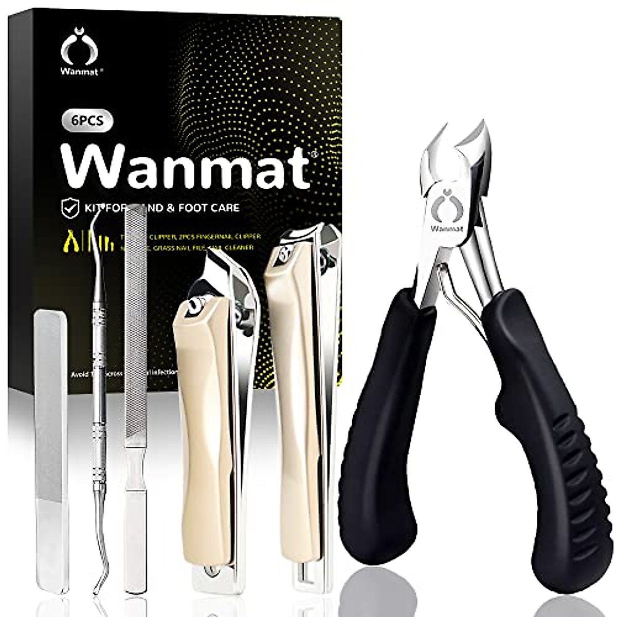 Toenail Clippers, Upgraded Toe Nail Clippers for Men, Professional Nail Clipper, Toenail Clippers for Thick Nails for Seniors (Silver)-Wanmat