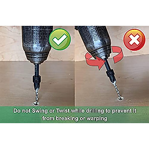 JNB Pro Wood Countersink Drill Bit Set,3 Pc Adjustable Countersink Bit #6(9/64"),All Same Size,1 Extra 9/64" Tapered Drill Bit, 1 Adjust. Collar,1/4" Quick Change Shank,Countersink (#6(9/64))