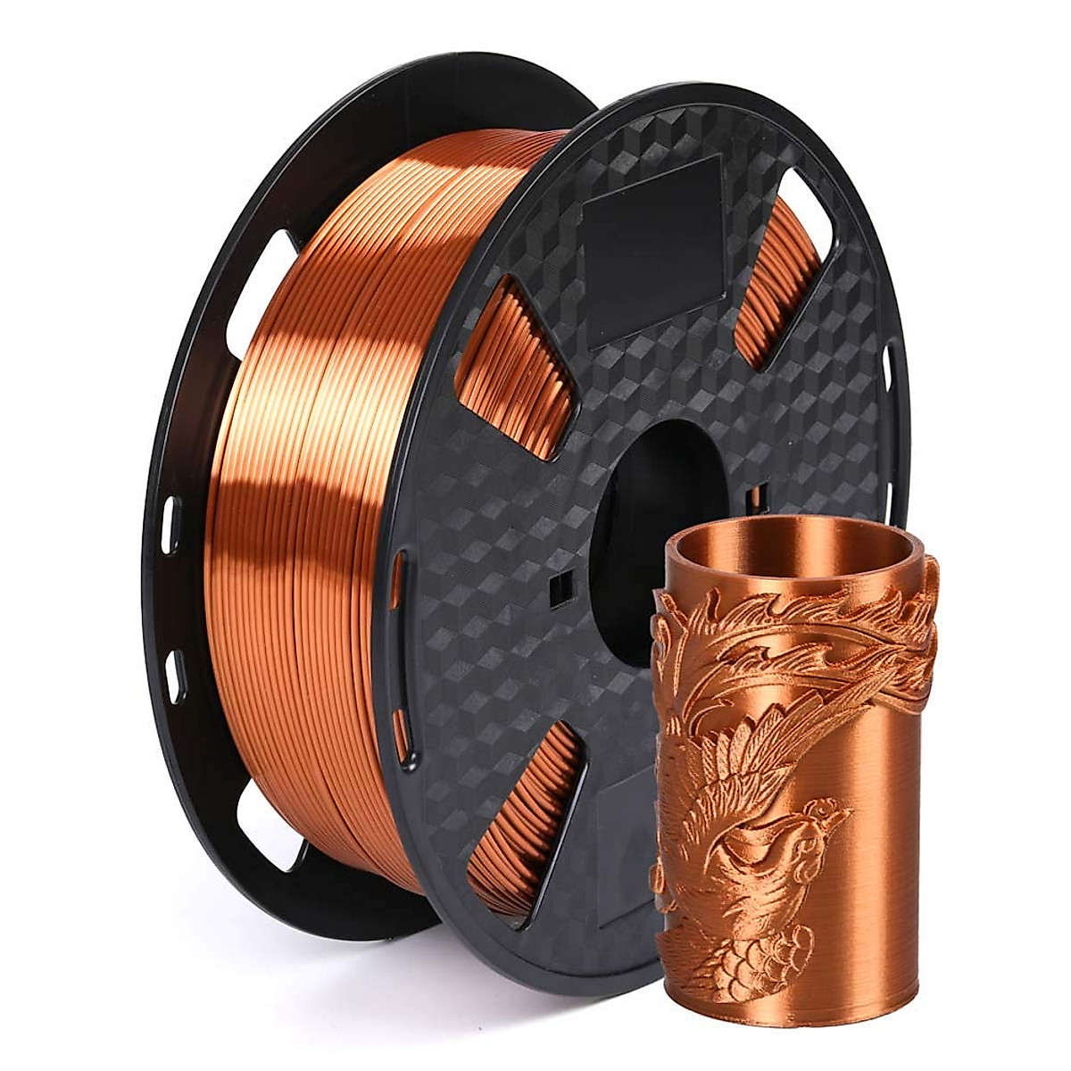 Silk Copper PLA Filament 1.75 mm 1KG 3D Printing Filament 2.2LBS Shine Silky Metallic Metal Copper Gold Silver Bronze PLA 3D Printer Material HZST3D