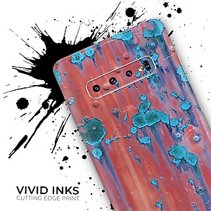 DesignSkinz Hot Coral Metal with Turquoise Rust Protective Vinyl Decal Wrap Skin Cover Compatible with The Samsung Galaxy S20 (Screen Trim & Back Glass Skin)