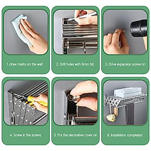 HITASTAR Wall Mounted Drying Rack Clothing for Laundry Foldable 16.5 inch with 7 Rod Space-Saving Stainless Steel Garment Hanger Mounted Organizer for Laundry Room, Bathroom