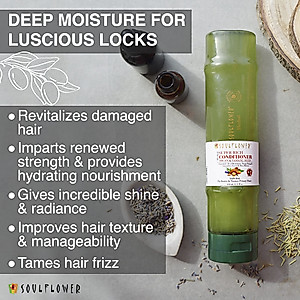 Soulflower ROSEMARY ARGAN HAIR CONDITIONER FOR FRIZZY HAIR, WITH LAVENDER ESSENTIAL OIL, TAMANU SEED, COCOA & SHEA BUTTER, SULFATE FREE, 250ML/ 8.45 FL OZ