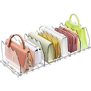 SZFZWHYY Adjustable Shelf Divider for Closet, Acrylic Purse Organizers for Closet, Clear Bookshelf Separator Organizers for House, Office Use, Clear (8LAYER)