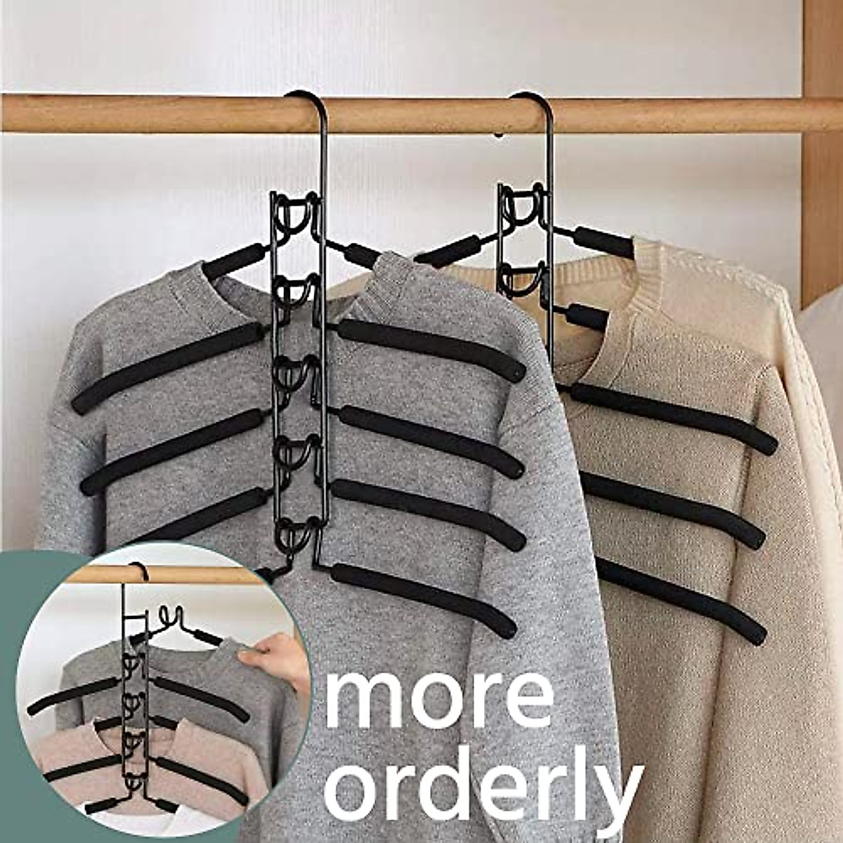 Closet Hangers Space Saver - Multipurpose Hanger Organizer - Clothes Hangers Space Saving - Multi Shirt Hanger - Multi Hook Hanger - Closet Organizers and Storage Hangers - Closet Space Savers – 1pk