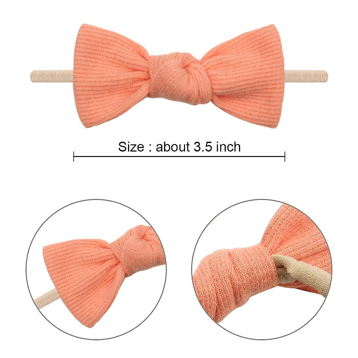 Lanmerry Nylon Baby Headband Hairbands with Tied Bow Stretchy Hairbands and Bows 20 Pack Headwrap for Newborn Infant Toddler Hair Accessories