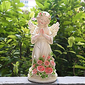Garden Decor Angel Statue, Outdoor Patio Garden Sculptures & Statues, Solar Yard Decorations Lawn Ornaments Figurines for Outside