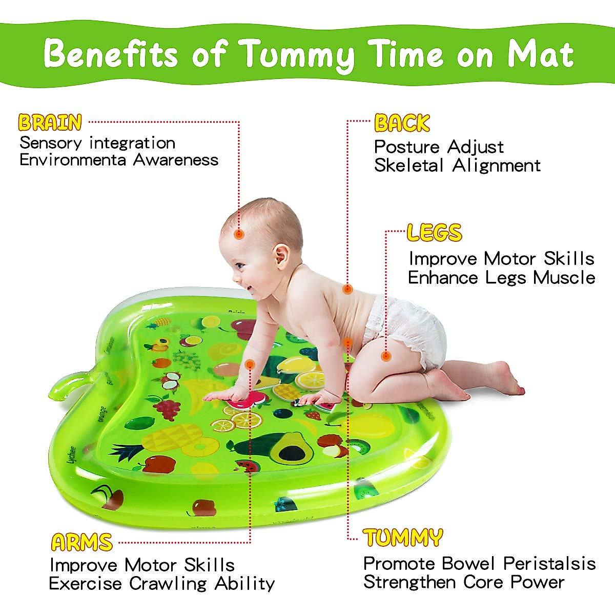 SUNSHINE-MALL Infant Toys Water mat, Tummy time Baby Toys, Inflatable Play Mat Water Cushion Baby Toys, Fun Early Development Activity Play Center for Newborn (80 x 76 cm)
