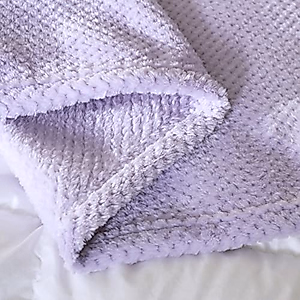SOCHOW Soft Fleece Bed Blanket Twin Size, Cozy Warm Lightweight Waffle Weave Bedding Blanket for All Seasons, 66 x 90 inches Lilac
