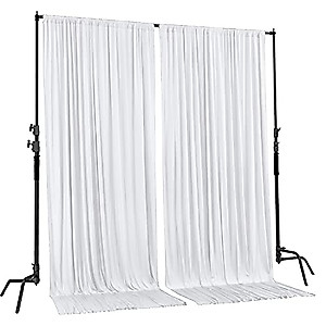 AK TRADING CO. 10 feet x 10 feet Polyester Backdrop Drapes Curtains Panels with Rod Pockets - Wedding Ceremony Party Home Window Decorations - White