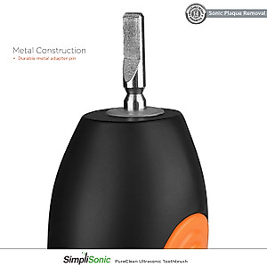 SimpliSonic Ultrasonic Rechargeable Electric Toothbrush Premium Package w/ 12 Heads (Black)