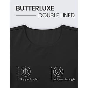 CRZ YOGA Womens Butterluxe Double Lined Short Sleeve Crop Tops Crew Neck Casual Workout T-Shirt Cute Basic Tee Black Small