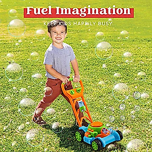 Sloosh Bubble Lawn Mower Toddler Toys - Kids Toys Bubble Machine Summer Outdoor Toys Games, Automatic Bubble Mover Push Toy for Age 1 2 3 4 Year Old Preschool Baby Boys Girls Birthday Gifts (Blue)