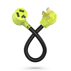 Dryer Adapter 3 Prong to 3 Prong, NEMA 10-50P Male to 10-30R Female Adapter, 1.5FT 3 Prong Dryer Adapter Plug for 50 Amp and 30 Amp, RV EV Generator Stove Plug Adapter STW 10/3 AWG(125/250V)