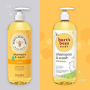 Burt's Bees Baby Shampoo and Wash Set, 2-in-1 Natural Origin Plant Based Formula for Sensitive Skin, Original Fresh Scent, Tear-Free, Paraben Free, Pediatrician Tested, 3 Bottles 63 oz (21 oz 3-Pack)
