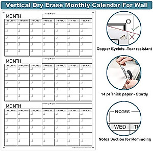 Large Wall Calendar Dry Erase 3 Month,36x24 Jumbo Undated Quarterly White Board Calendar For Medium Office,Giant Reusable Laminated 90 Days Planner,Big Multi Months Planning Poster