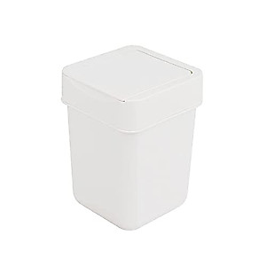carrotez Small Trash Can with Lid, 2 Liter/ 0.5 Gallon, Mini Trash Can, Waste Basket, Garbage Container for Coffee Bar, Bathroom, Kitchen, Office, Desk, Bedroom, Tabletop - White