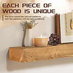 ABSWHLM 60x7x3 Fireplace Mantel - Solid Rustic Wood - Wall Mounted Floating Shelf with Invisible Heavy Duty Steel Bracket (Natural Wood)