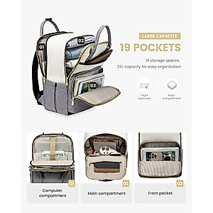 LOVEVOOK Laptop Backpack for Women 15.6 Inch, Travel Backpack Personal Item Size Carry On Bag, Women’S Computer Backpack Work Laptop Bag With Water-Resistant, College Backpack Teacher Nurse Bag, Grey