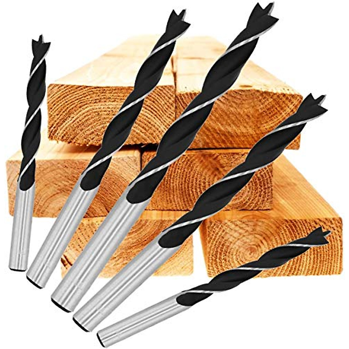 Max-Craft 5/32"-Inch 10Pcs Brad Point Wood Drill Bit Brad and Spur Point Wood Drills with Special Brad-Point tip Drilling for Hardwood or Softwood (5/32-10pcs)