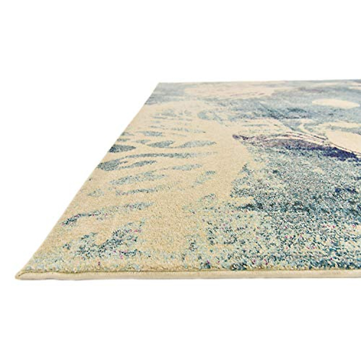 Unique Loom Positano Collection Coastal Modern Coral Lobster Shells Light Blue Area Rug (9' x 12')