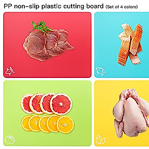 KUFUNG Flexible Cutting Board Mats for Kitchen - 100% Non Slip (New) Color Coordinated Plastic Cutting Boards on Any Countertop
