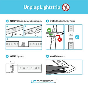 Litcessory 6-Pin to Cut-End Connector for Philips Wiz LED Light Strips (4 Pack, White)