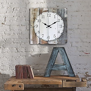 Stonebriar Square 15" Rustic Farmhouse Worn Wood Arabic Number Battery Operated Wall Clock