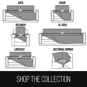 Sofa Shield Loveseat Slip Cover with Patented Strap, Cushion Protector, Reversible Stain, Dog Tear Resistant Slipcover, Quilted Microfiber 54” Seat, Washable Covers, Dogs Pets Kids Light Gray Charcoal