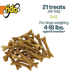 Fido Naturals Doozie Bones Dental Care Treat for Dogs, Cheese Flavored, Made with Sunflower, Chia, & Flax Seeds-Naturally Freshens Breath, Reduces Plaque & Whitens Teeth 21ct - Mini Treats (Pack of 1)