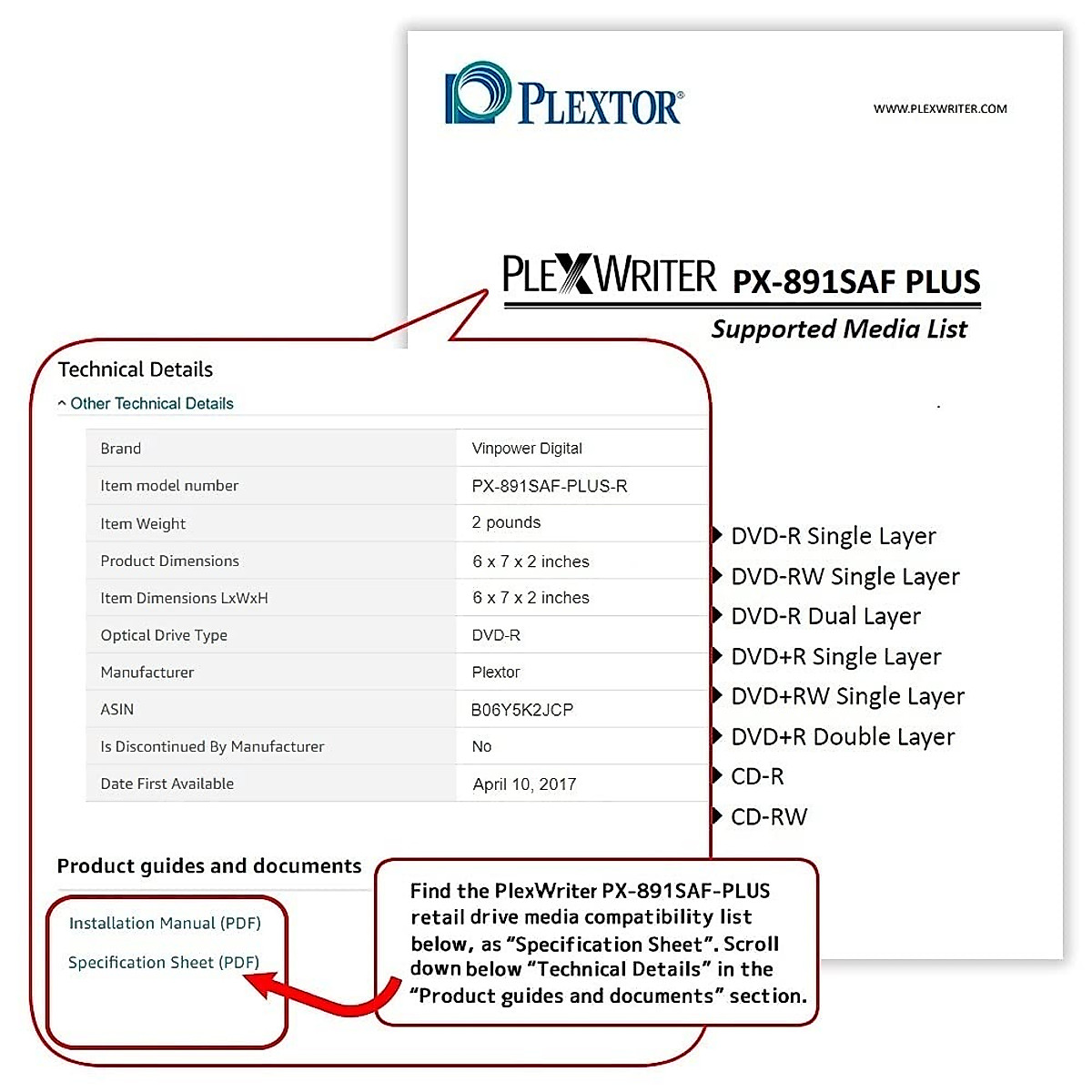 Digital Plextor PlexWriter 24X SATA DVD/RW Dual Layer Burner Drive Writer - Black Optical Drives PX-891SAF-PLUS-R (Retail)
