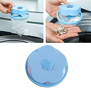 Strnek Washing Machine Blossom-Shape Flower Washing Machine Hair Removal Laundry Ball Floating Filter Mesh Bag(Blue)