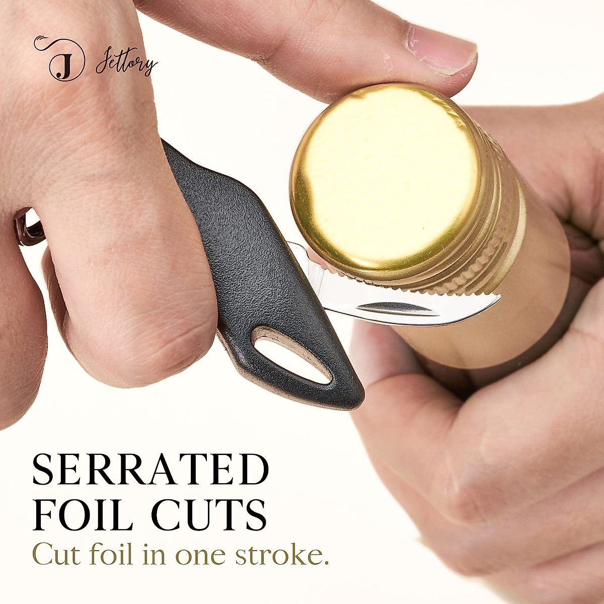 Jettory Wine Opener, Premium Waiters Corkscrew w/Foil Cutter & Cap Remover for Wine Bottle, Sturdy Stainless Steel Wine Key for Servers Waiters and Home Use