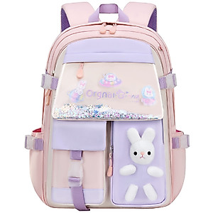SUNNY SHOP School Backpacks for Girls Waterproof Backpack Kawaii Cute Kids Backpack Elementary School Bookbag Pink