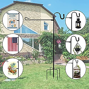 Jantens Garden Flag Holder Stand & Shepherds Hook, 36 Inch Garden Flag Pole with Anti-Wind Clip for Flag, Solar Lights, Wreath, and Decorations