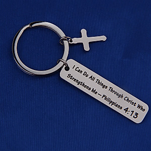 FEELMEM I Can Do All Things Through Christ Who Strengthens Me Philippians 4:13 Keychain Religious Jewelry Christian Gifts(Keychain)