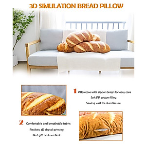 Wepop 32 in 3D Simulation Bread Shape Pillow Soft Lumbar Baguette Back Cushion Funny Food Plush Stuffed Toy