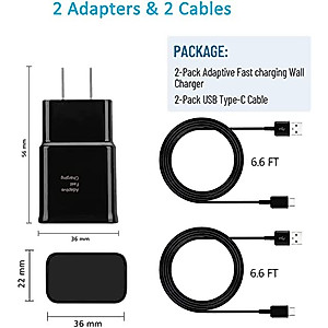 Android Phone Charger, Samsung Charger Fast Charging with 6.6FT Cable for Samsung Galaxy S23/S23 Ultra/S22/S21/S20/S20+/S10/S10+/S10e/S9/S9+/S8/S8Plus/Edge/Active/Note 8/9/10/20(2 Pack)