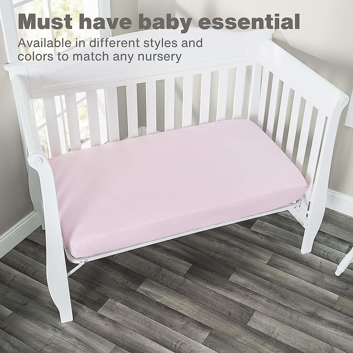 Everyday Kids 2-Pack Fitted Crib Sheets, 100% Soft Breathable Microfiber Baby Sheet, Fits Standard Size Mattress 28in x 52in, Lavender, Pink Nursery Sheet