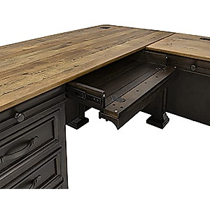 Martin Furniture IMSA684R-KIT Executve L-Desk & Return with Solid Wood Plank Tops, Fully Assembled, Brown
