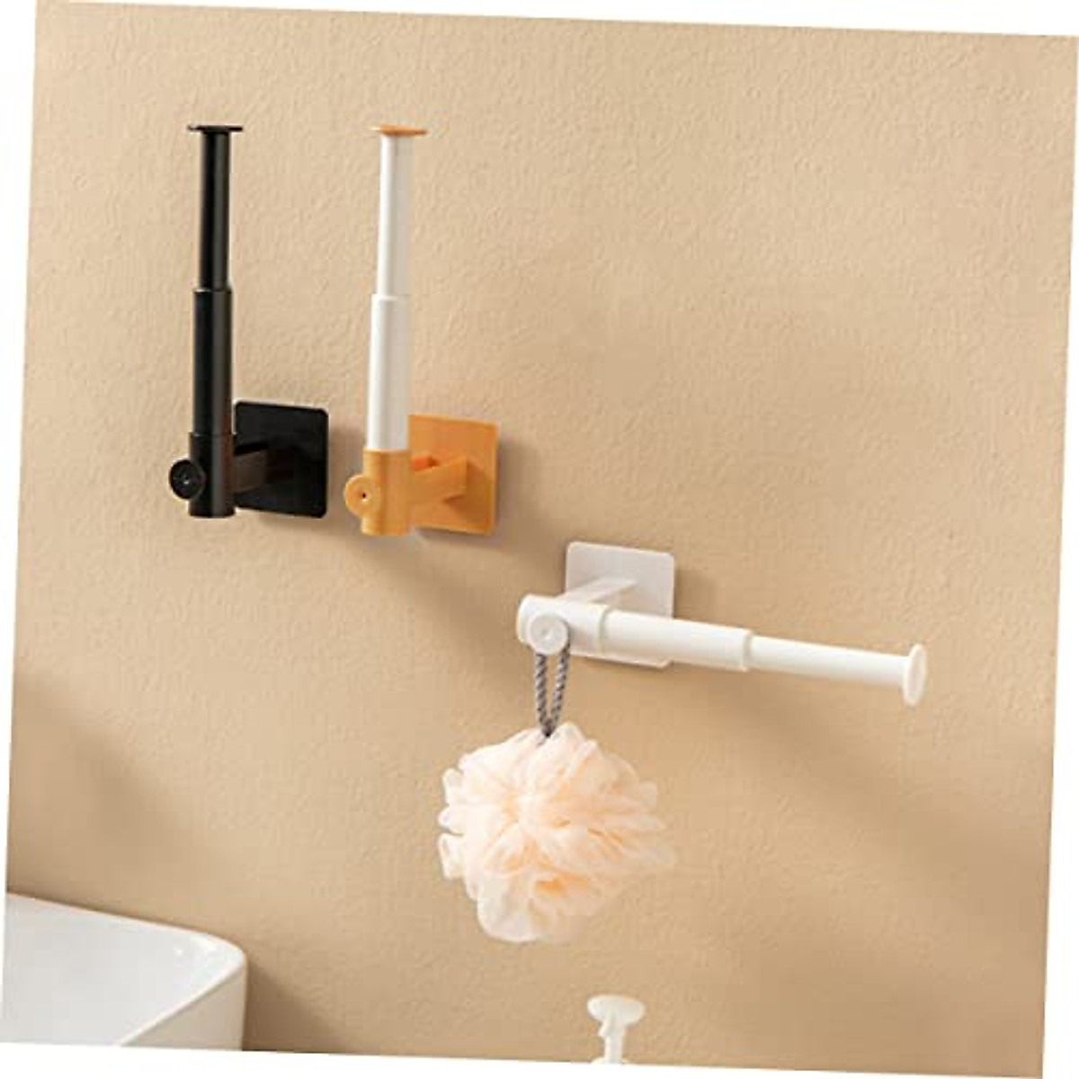 Alipis retractable hook plastic towel rack towel stand hand towel rail Clothes Mounted garment rack heavy duty bathroom towel bar multi hanger white abs wall bracket picture