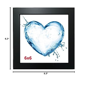 KELE MODEL 6x6 Picture Frames Black. Solid Wood Frame. Set of 2. Plastic Panel (Film Needs to be Removed) Table or Wall.Front Window Opening 5.5x5.5 inch.