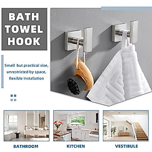APLusee Brushed Nickel Towel Hook 2 Pack, 304 Stainless Steel Clothes Hook, Wall Mounted