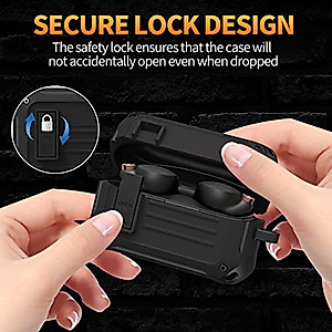 AIBEAMER Case for Sony WF-1000XM4 (2021), Secure Lock Cases Compatible with XM4 Protective Cover with Carabiner (Black)