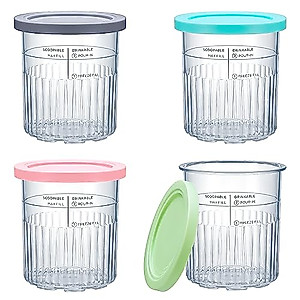 CINPIUK Ice Cream Pints, 4 Pack Containers with Lids Replacements for Ninja Creami Pints, Compatible with NC500 NC501 Series Ice Cream Maker, Dishwasher Safe Creami Containers